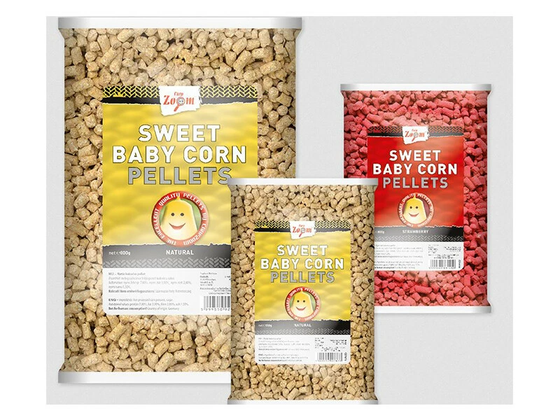 Carp Zoom Sweet Baby Corn Pellets Strawberry - 800 g 🎣 Na Soutoku